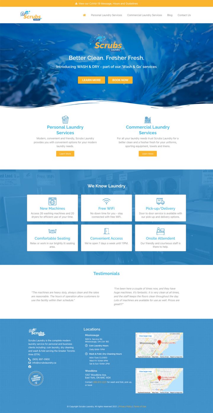 Scrubs Laundry Website Project | Design & Developed by Surge Labs